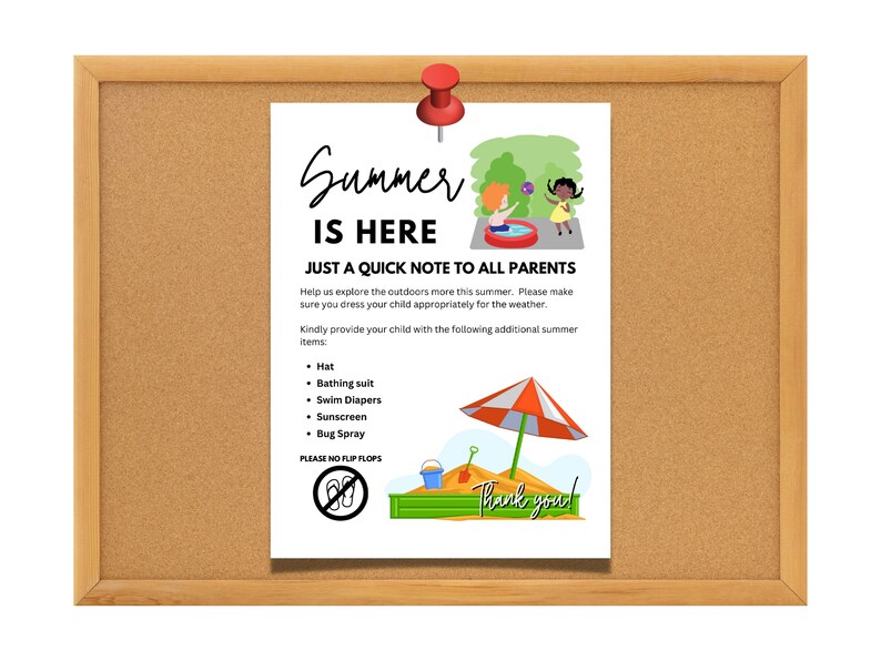 Summer Clothing Reminder for Daycares | Change of Clothes Slip ...