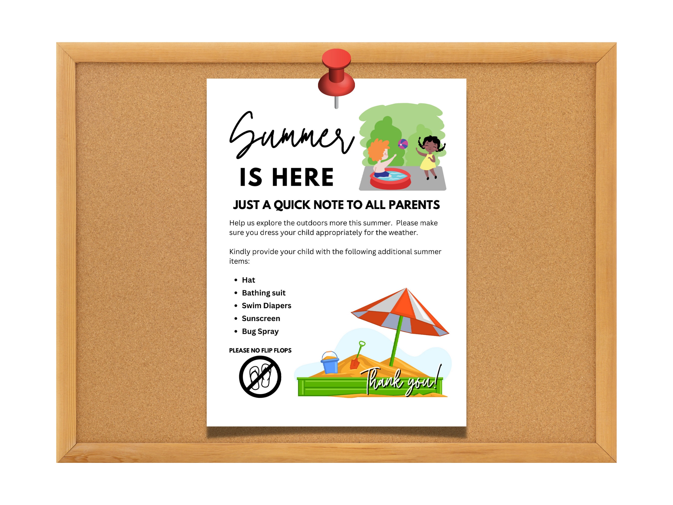 Summer Clothing Reminder for Daycares | Change of Clothes Slip ...