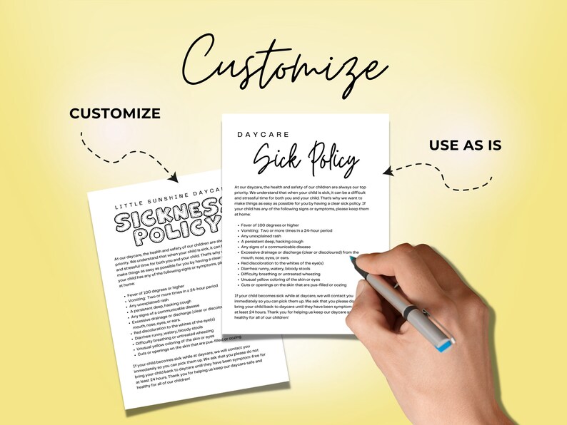 Daycare Sick Policy | Childcare Illness Policy | Sick Child Policy ...