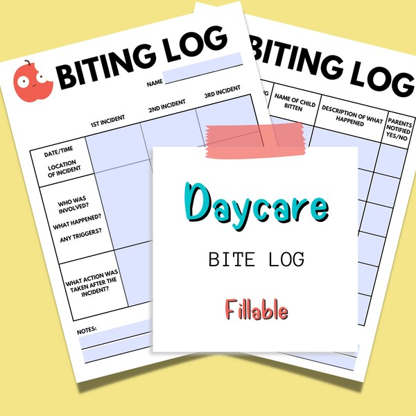 Bite Incident Report Daycare - Etsy