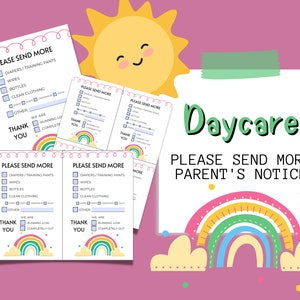 Please Bring More Supplies Notice for Daycares Parents Notes Childcare ...