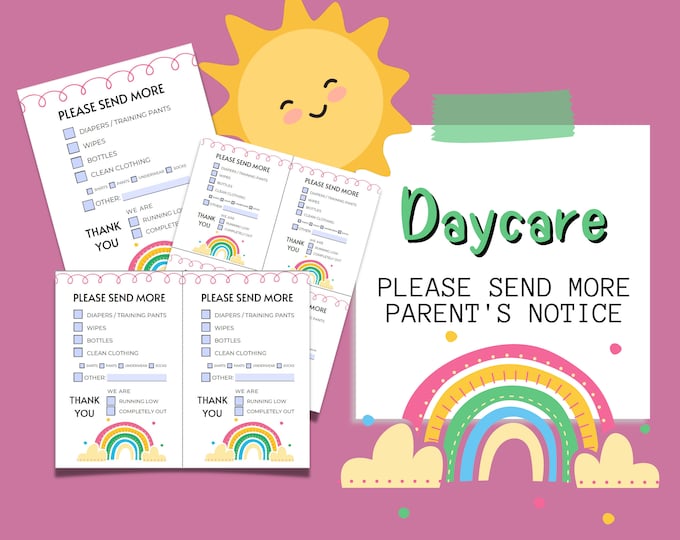 Daycare Parents Notice Send More Diapers Notice of Supplies Needed Home ...