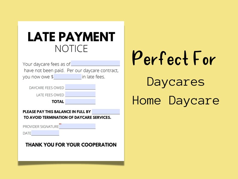 Daycare Late Payment Notice - Etsy