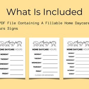 Home Daycare Business Hours Sign Home Daycare Hours of Operations Sign ...