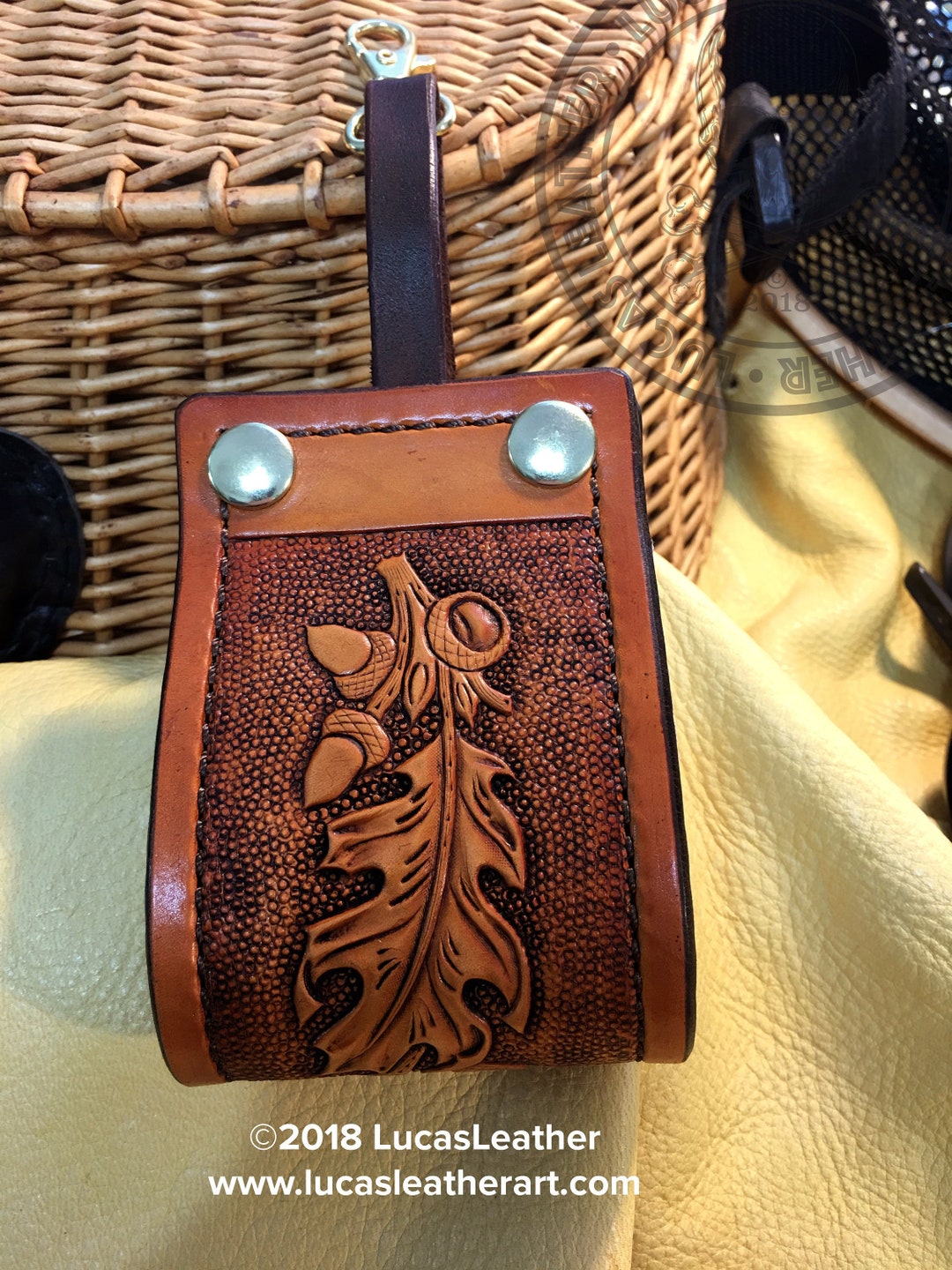 Flypad Hand Carved Leather Compact Fly Fishing Trout Fly Wallet Oak ...