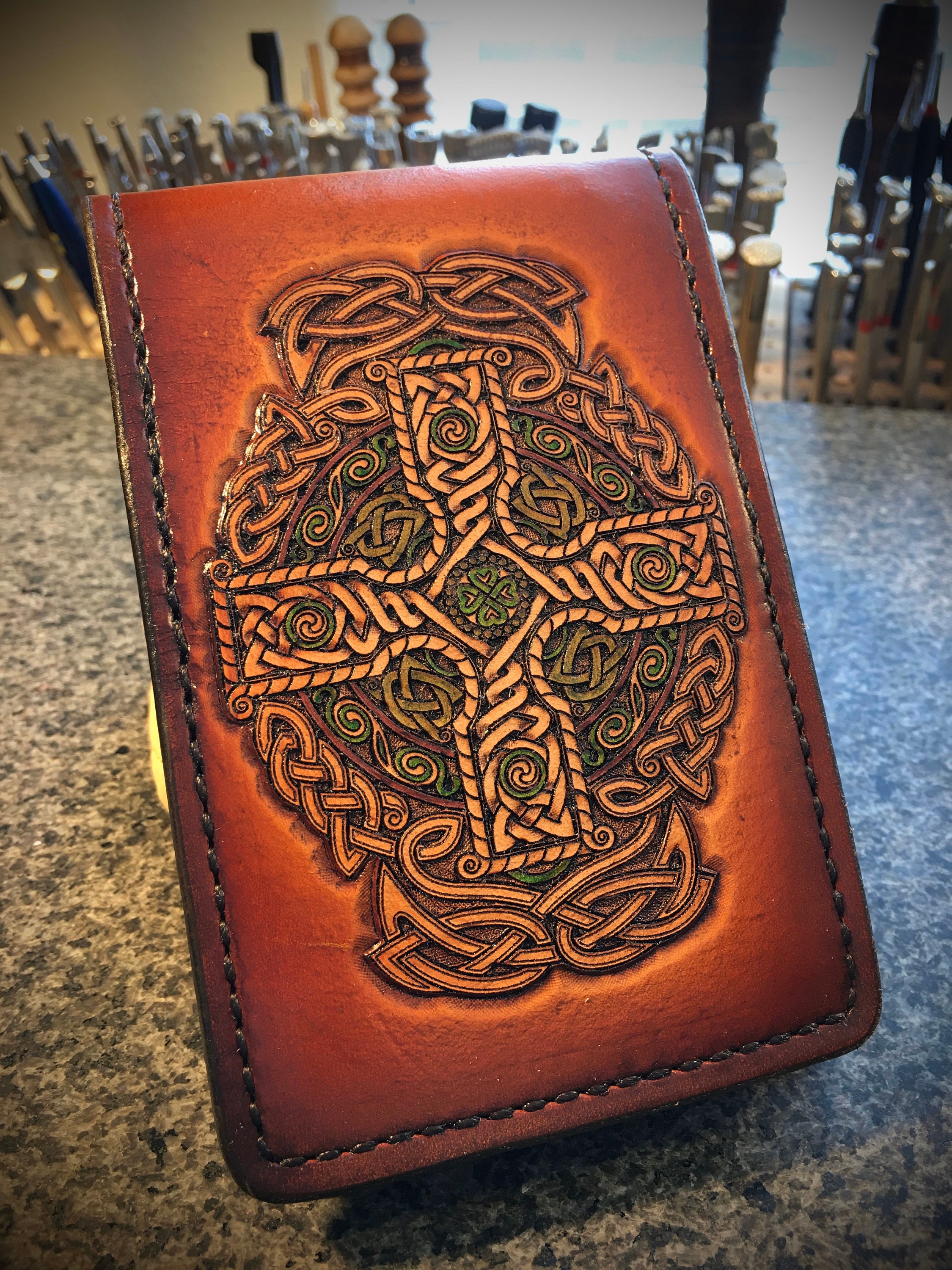 Handmade Carved Leather Top Spiral Notebook Cover/wallet | Etsy