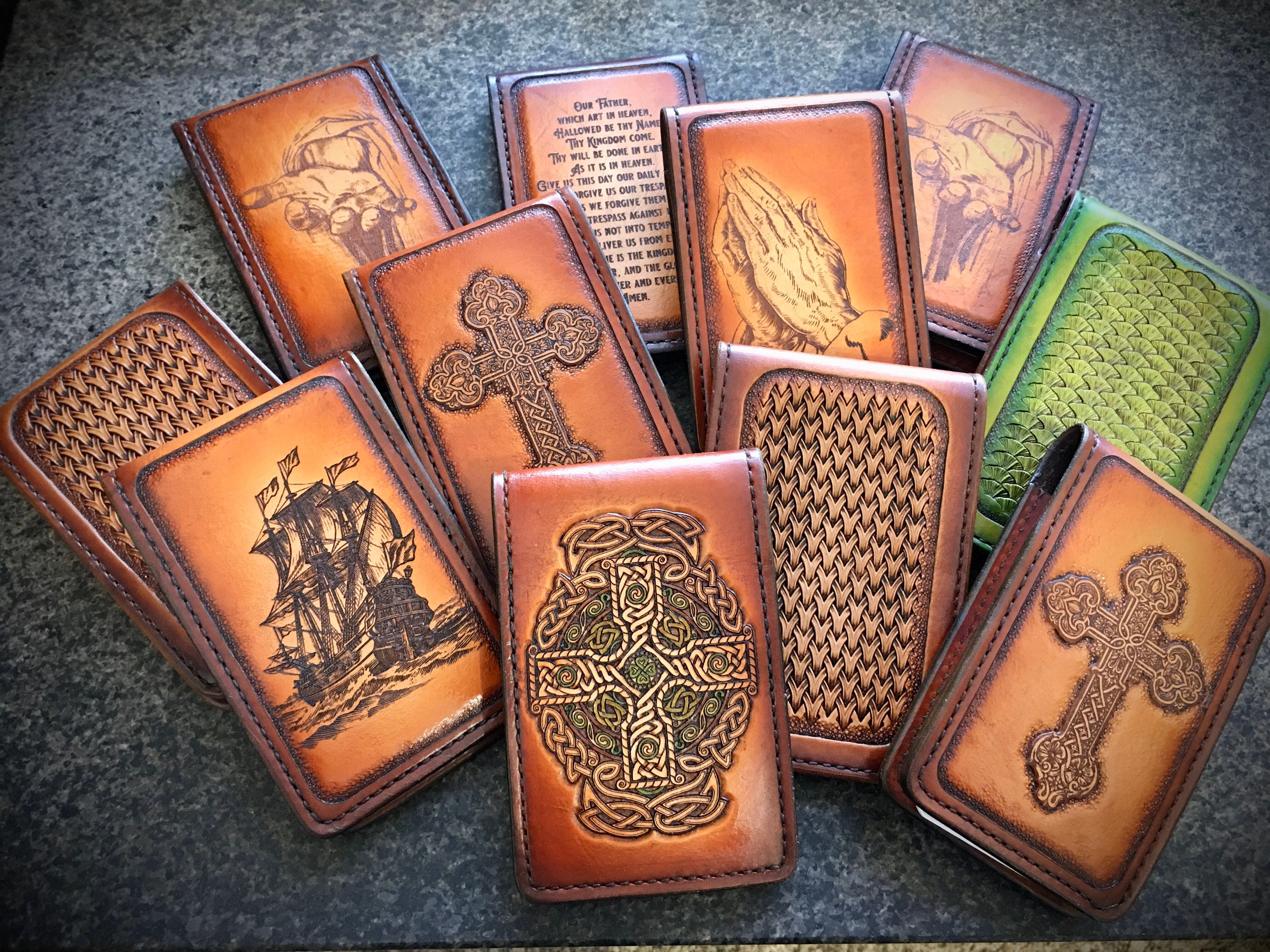 Handmade Carved Leather Top Spiral Notebook Cover wallet Etsy