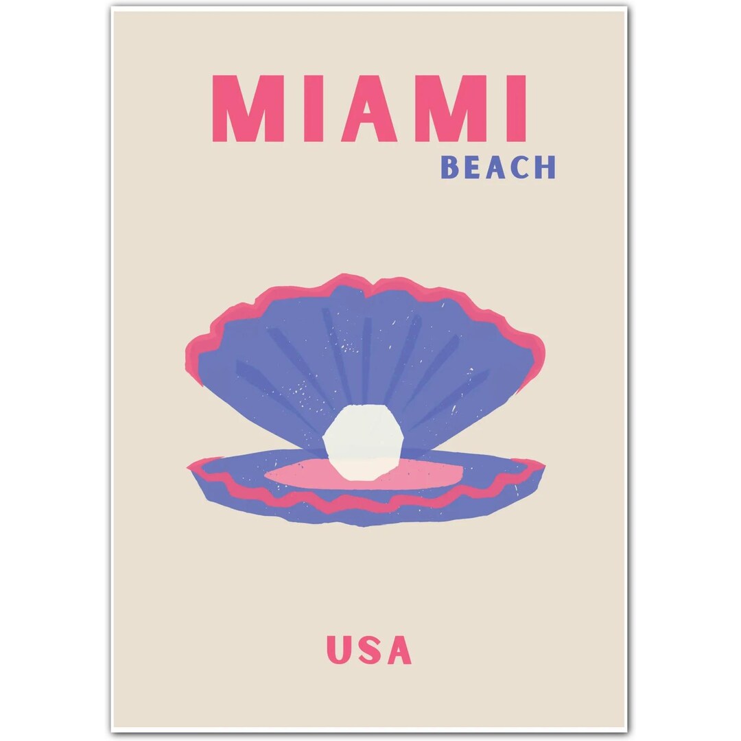 Miami Beach Pearl Coastal Art Print - Etsy