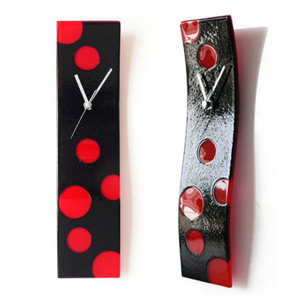 Black With Red Bubbles Clock - Etsy