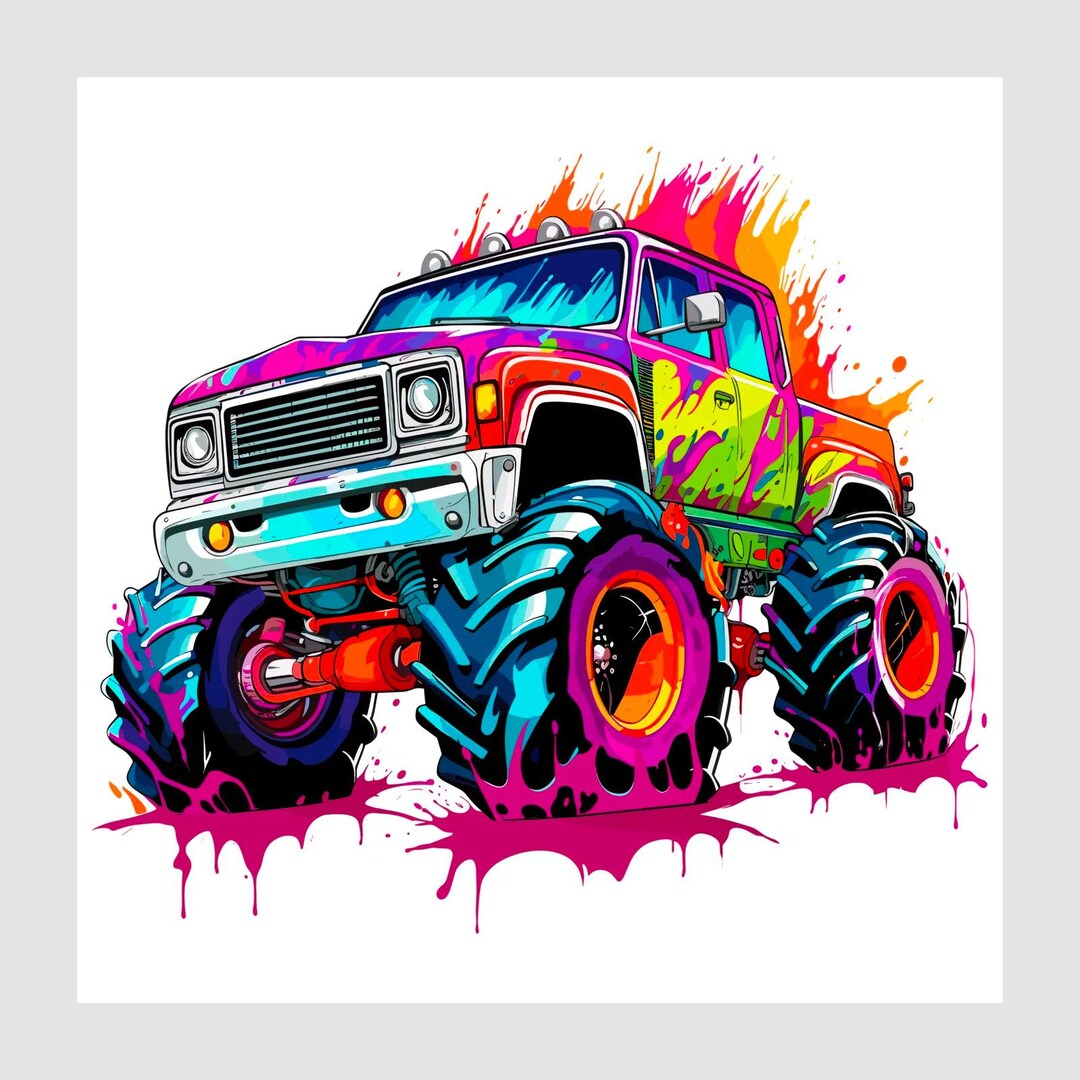 Eye Catching Paint Explosion Monster Truck Art Print - Etsy