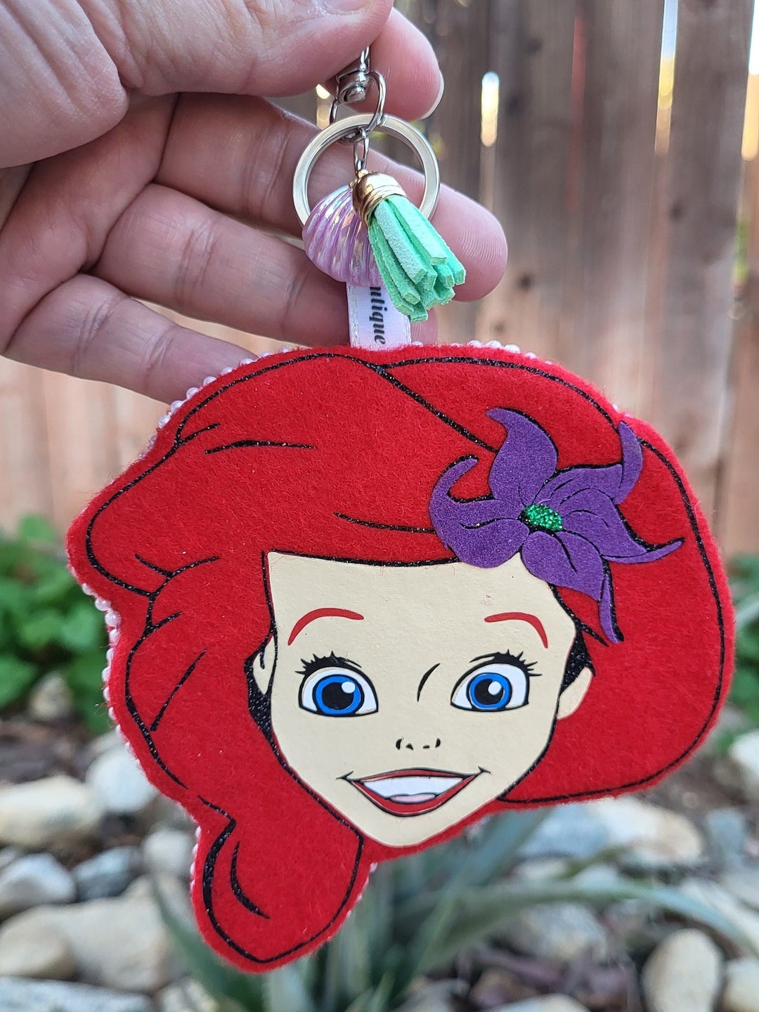 Princess Ariel W/purple Flower Charm/disney Ariel Keycharm/the Little ...