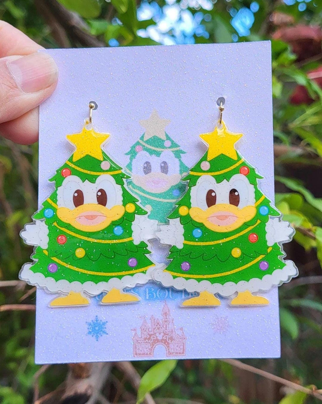 Donald Duck Christmas Tree Popmart Inspired Resin Dangle Earrings ...