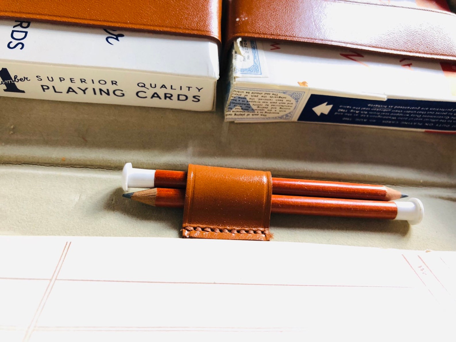 Vintage Bridget Cards Game Travel Set Tan Cowhide Leather Case. Vintage ...