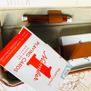 Vintage Bridget Cards Game Travel Set Tan Cowhide Leather Case. Vintage ...