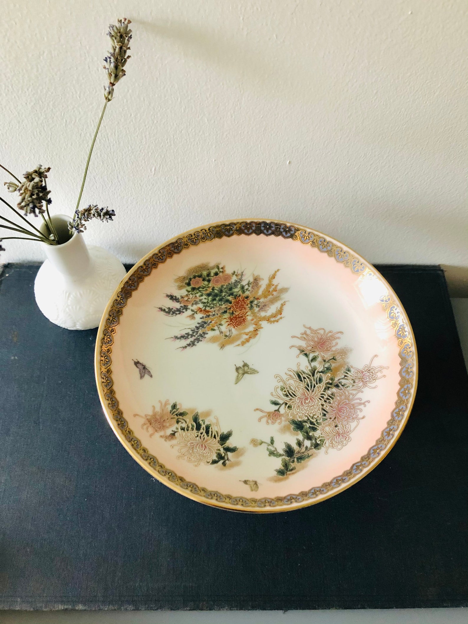 Vintage Pink Porcelain St Michaels Japanese Pedestal Trinkets Fruit ...