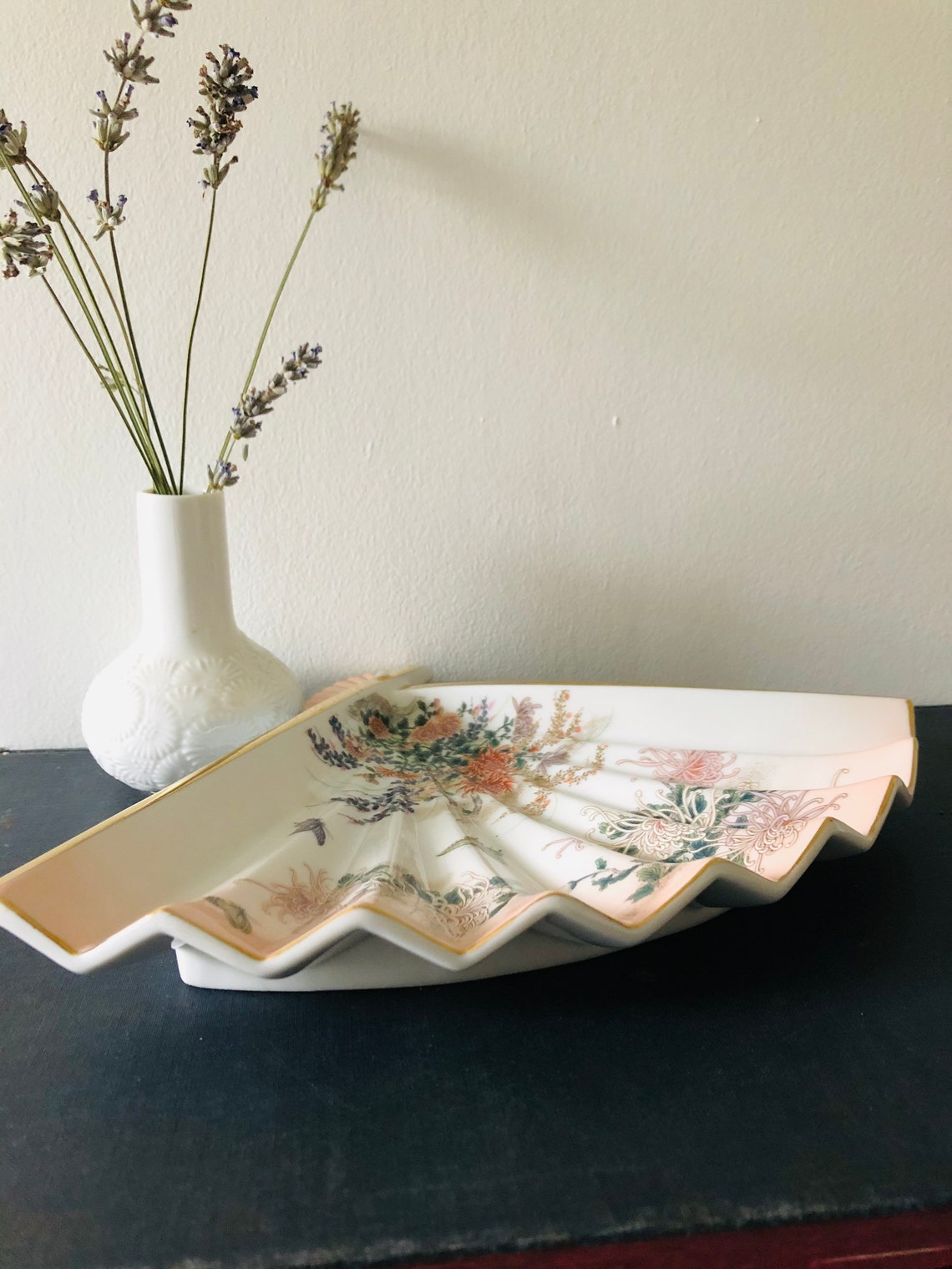 Vintage Pink Porcelain St Michaels Japanese Pedestal Trinkets Fruit ...