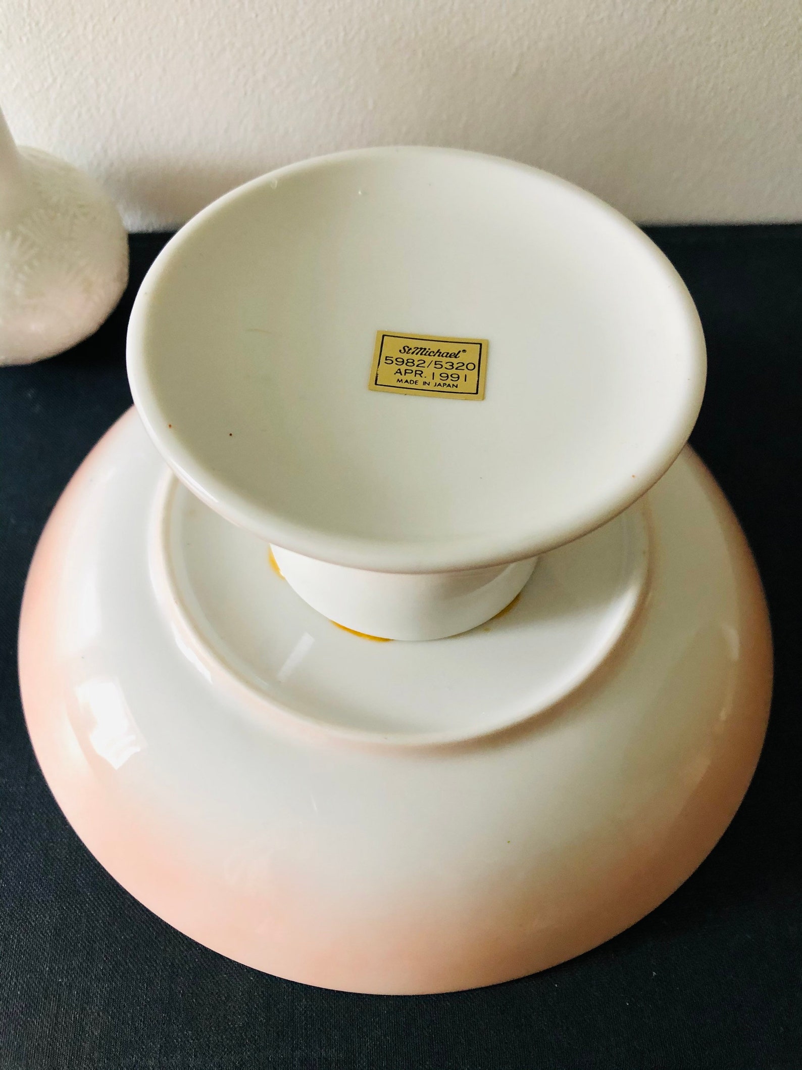 Vintage Pink Porcelain St Michaels Japanese Pedestal Trinkets Fruit ...