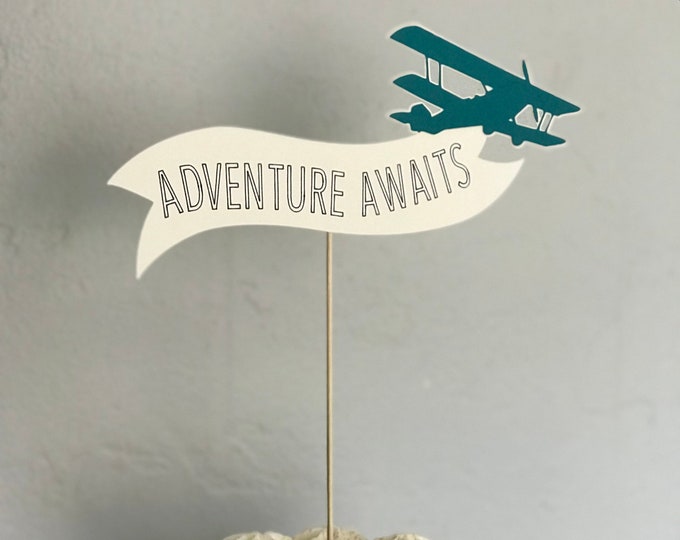 Personalized Adventure Themed Cake Topper, Airplane Adventure Theme ...