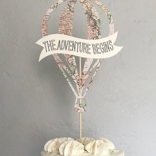 Personalized Pink Map Cake Topper Floral Centerpiece Antique | Etsy