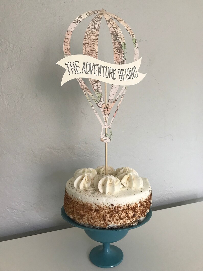 Personalized Pink Map Cake Topper Floral Centerpiece Antique | Etsy