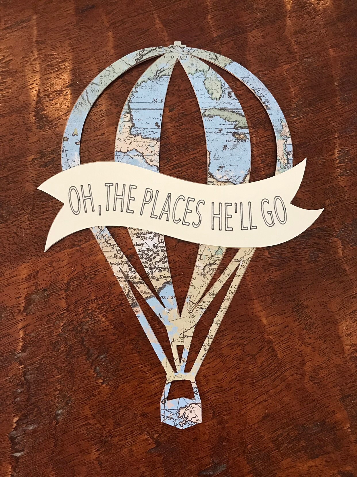 Personalized Blue Map Cake Topper Floral Centerpiece Vintage - Etsy