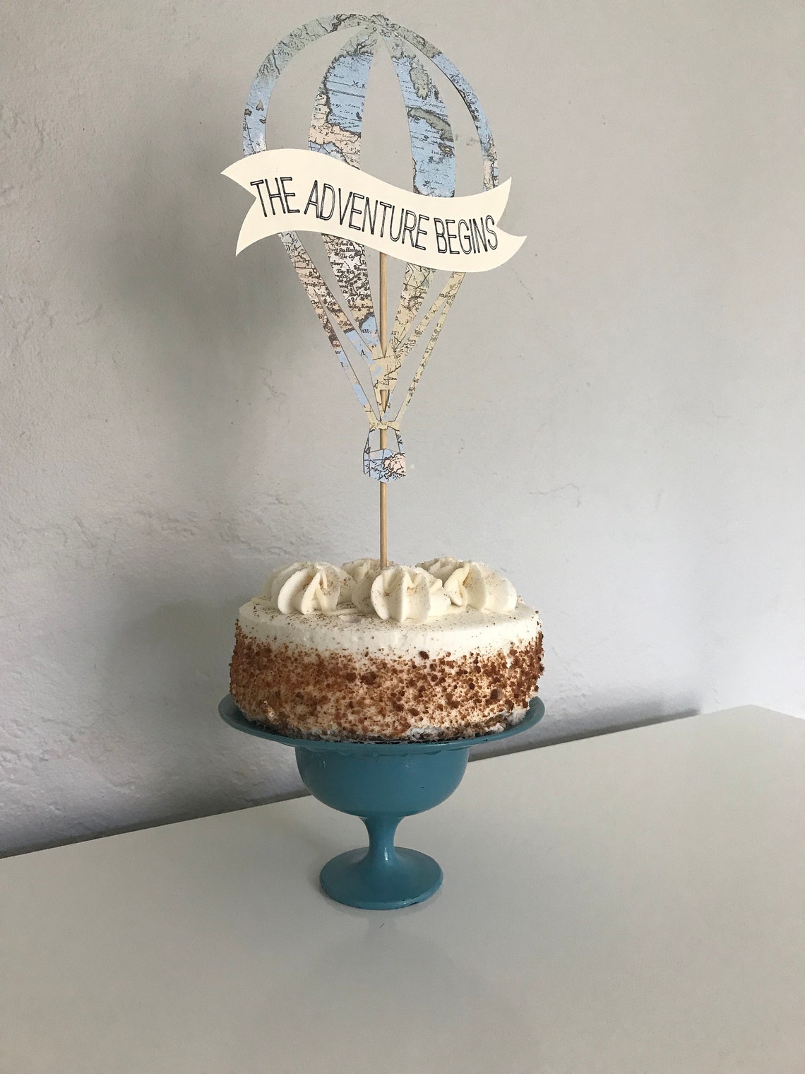 Personalized Blue Map Cake Topper Floral Centerpiece Vintage - Etsy