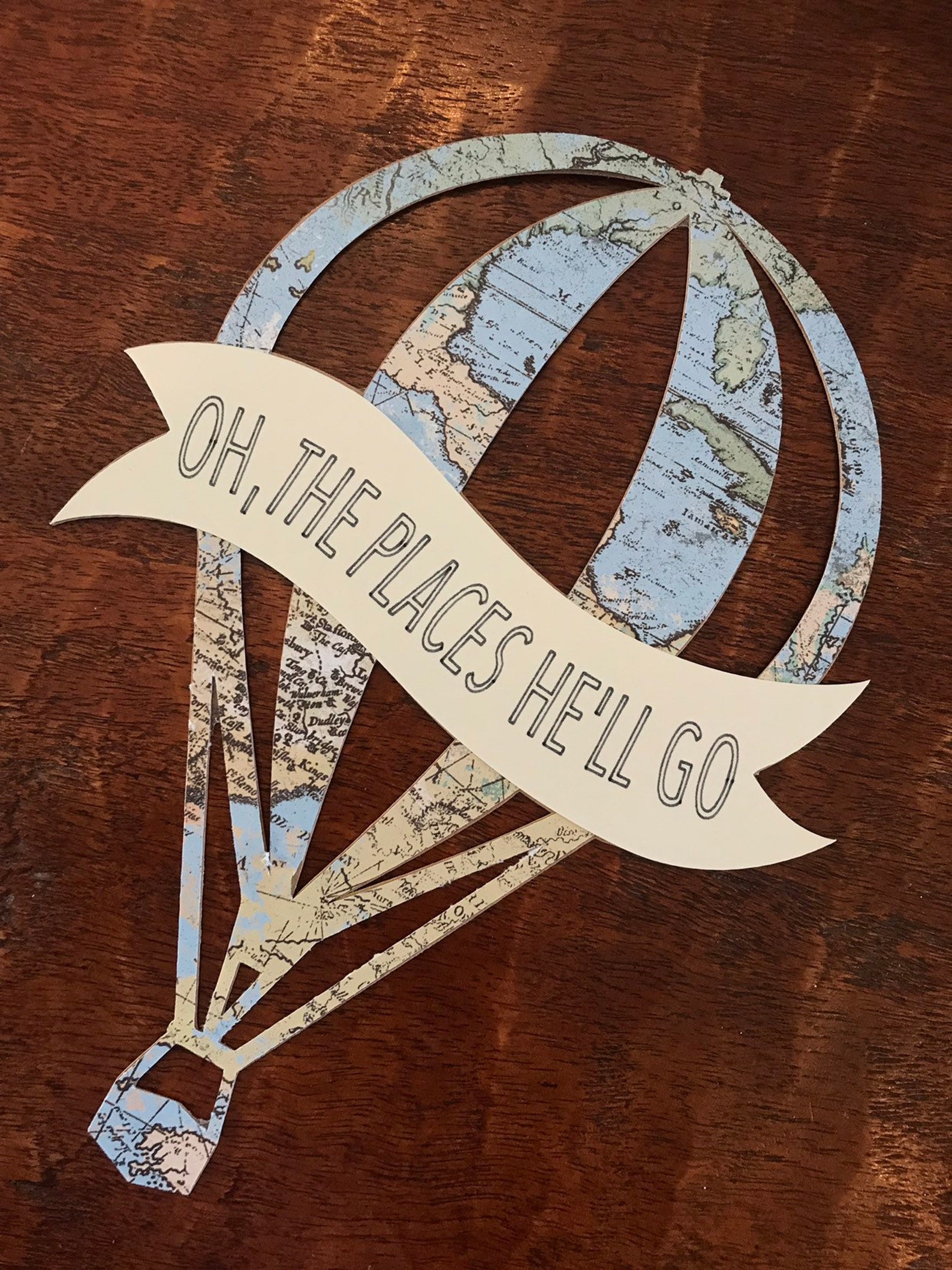 Personalized Blue Map Cake Topper Floral Centerpiece Vintage - Etsy