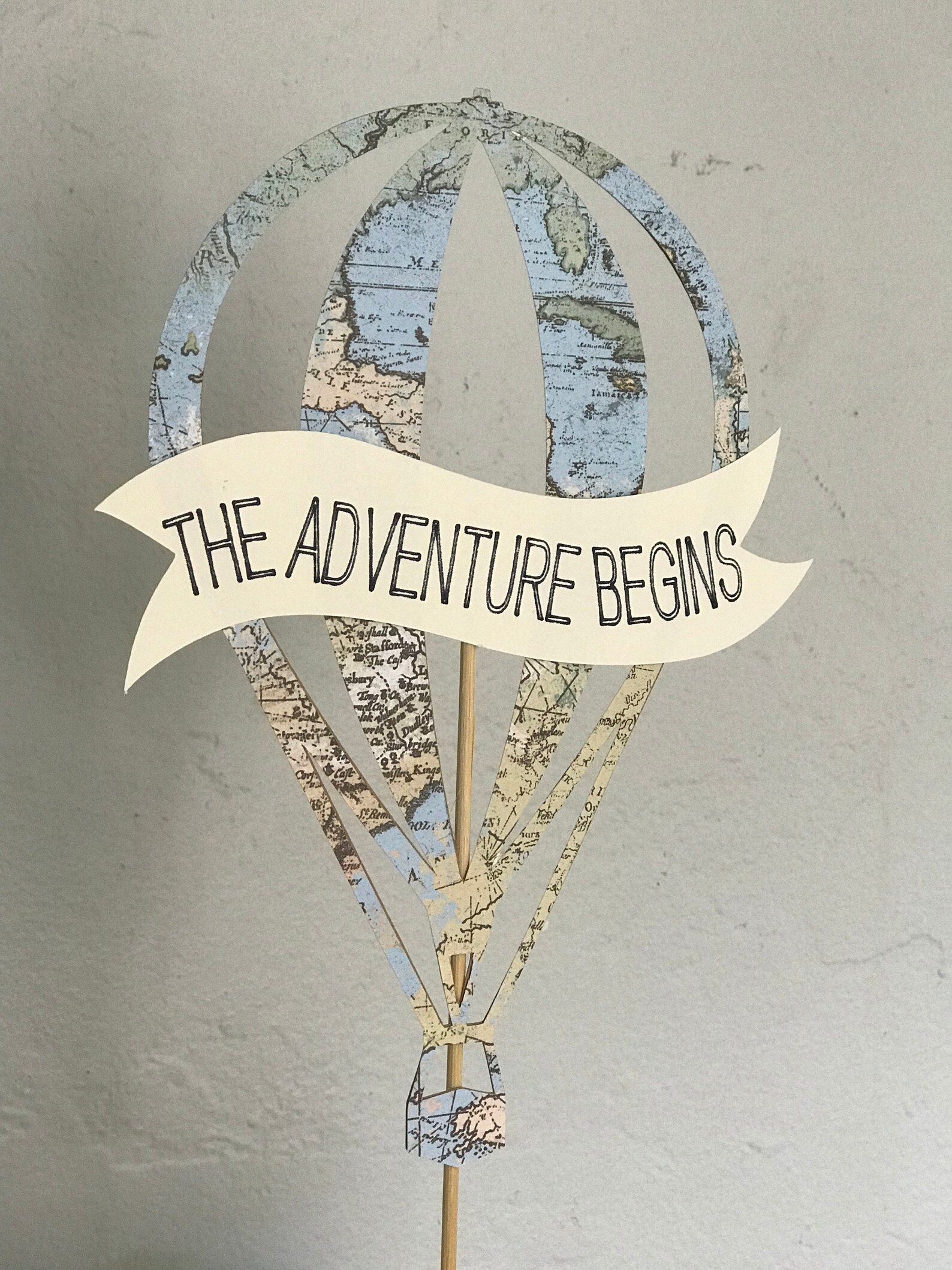 Personalized Blue Map Cake Topper Floral Centerpiece Vintage - Etsy