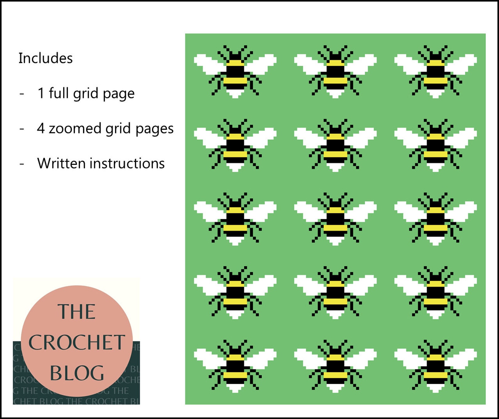 Bumblebee C2C Grid Crochet Pattern Written Instructions C2C - Etsy UK