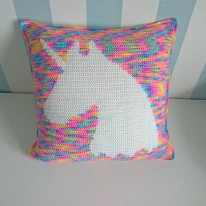 CROCHET PATTERN Day of the Unicorn Pillow Easy PDF Cushion Pastel Horse ...