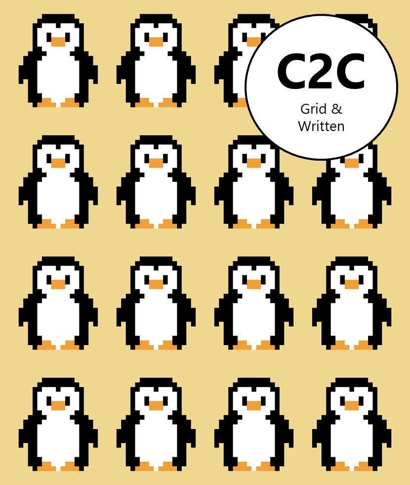 Penguin C2C Grid Crochet Pattern Written Instructions C2C - Etsy UK