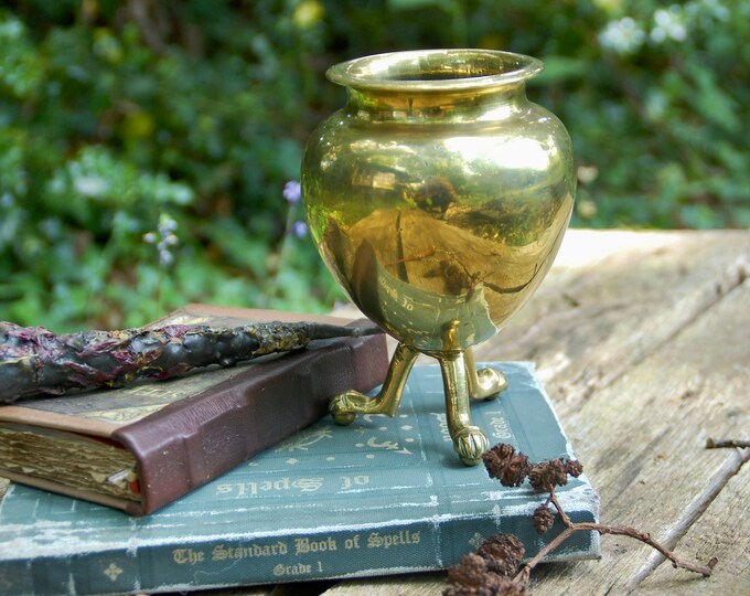 Antique Brass Cauldron - Small Antique Baba Yaga Cauldron -3 Legged ...