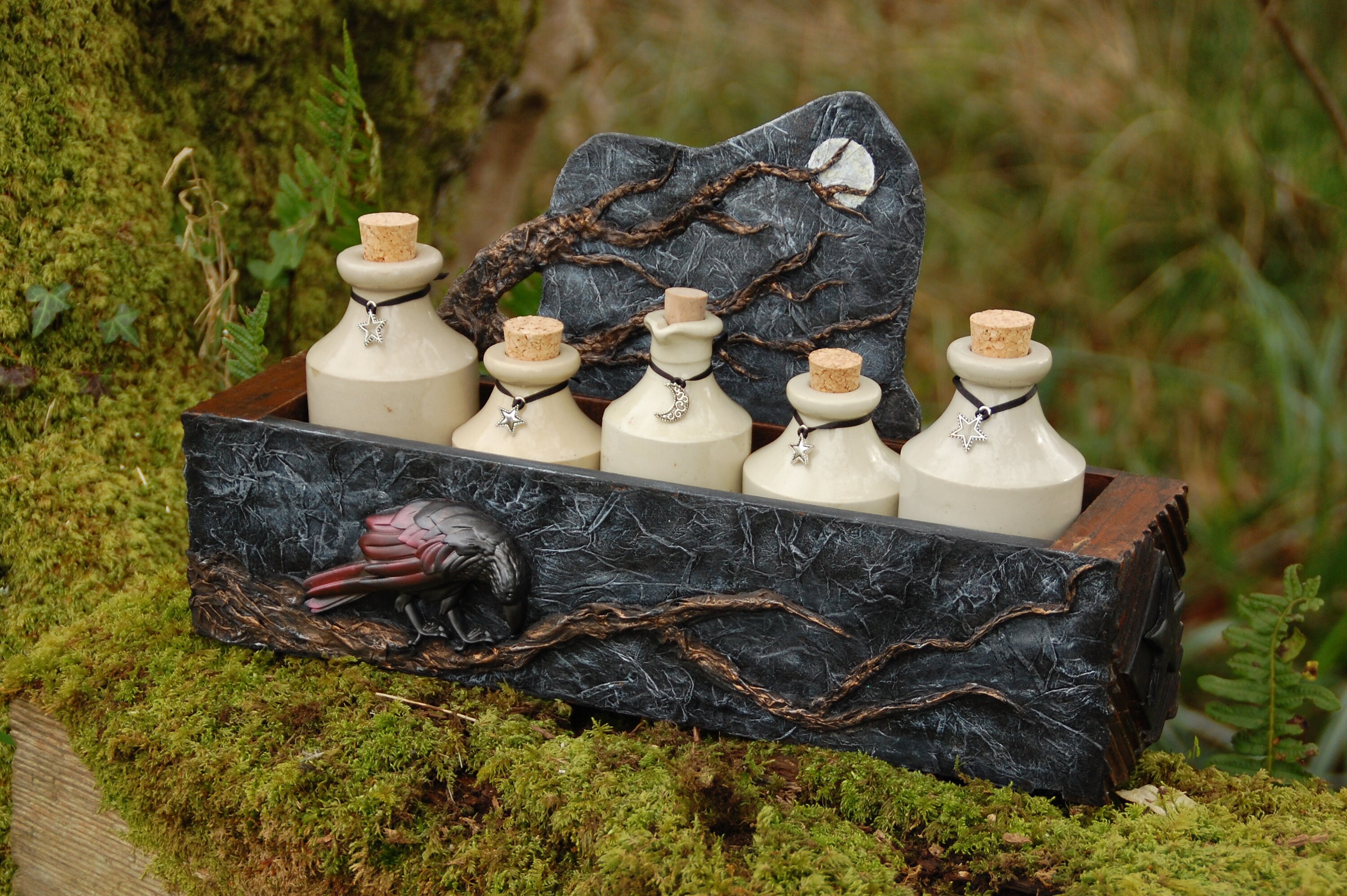 Witches Potion Box - Gothic Herb Box - Crow Witches Bottles - Etsy UK