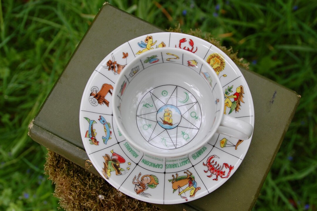 Vintage Fortune Telling Cup and Saucer Astrology Signs, Tea Leaf ...