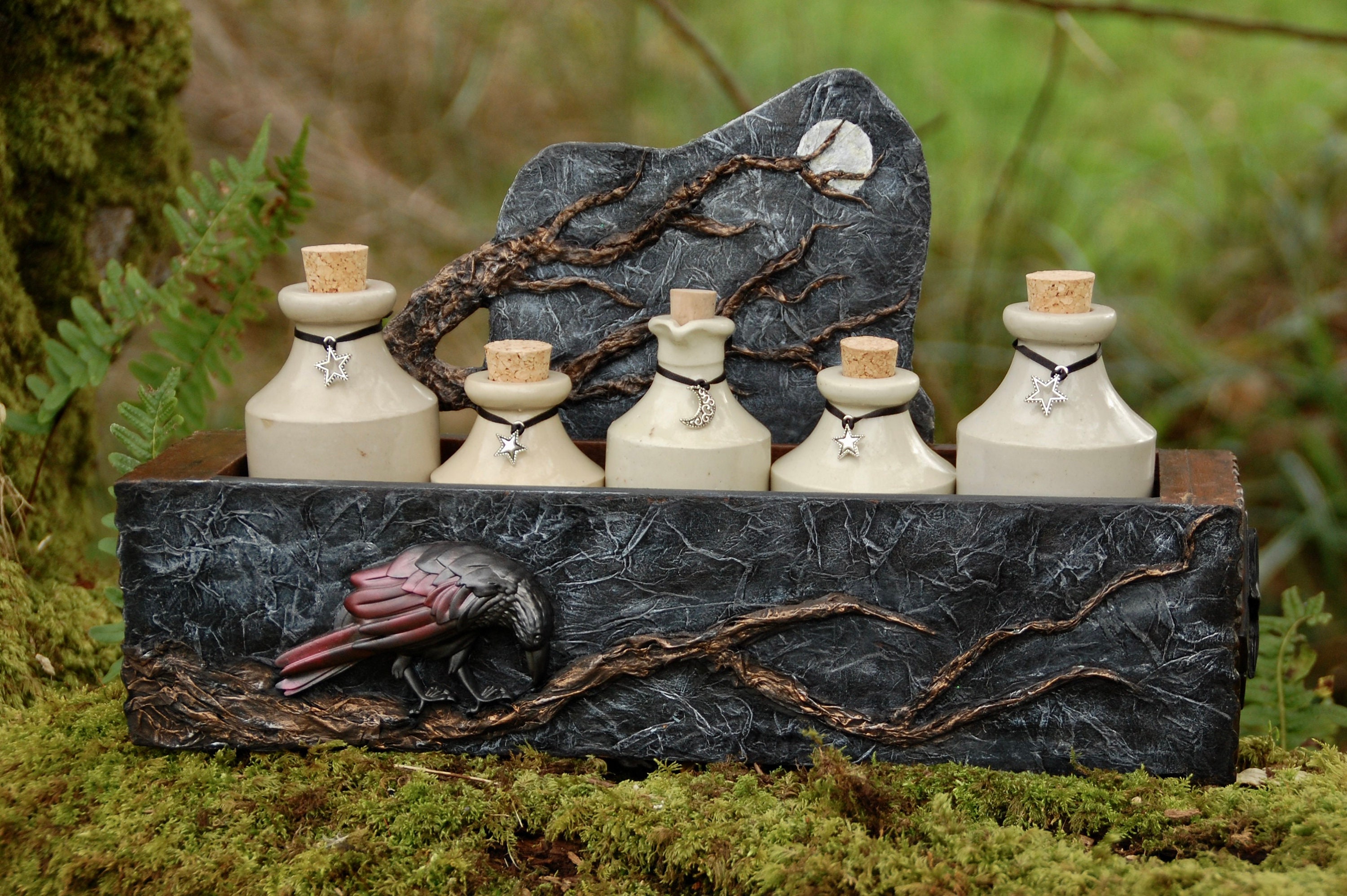 Witches Potion Box - Gothic Herb Box - Crow Witches Bottles - Etsy UK