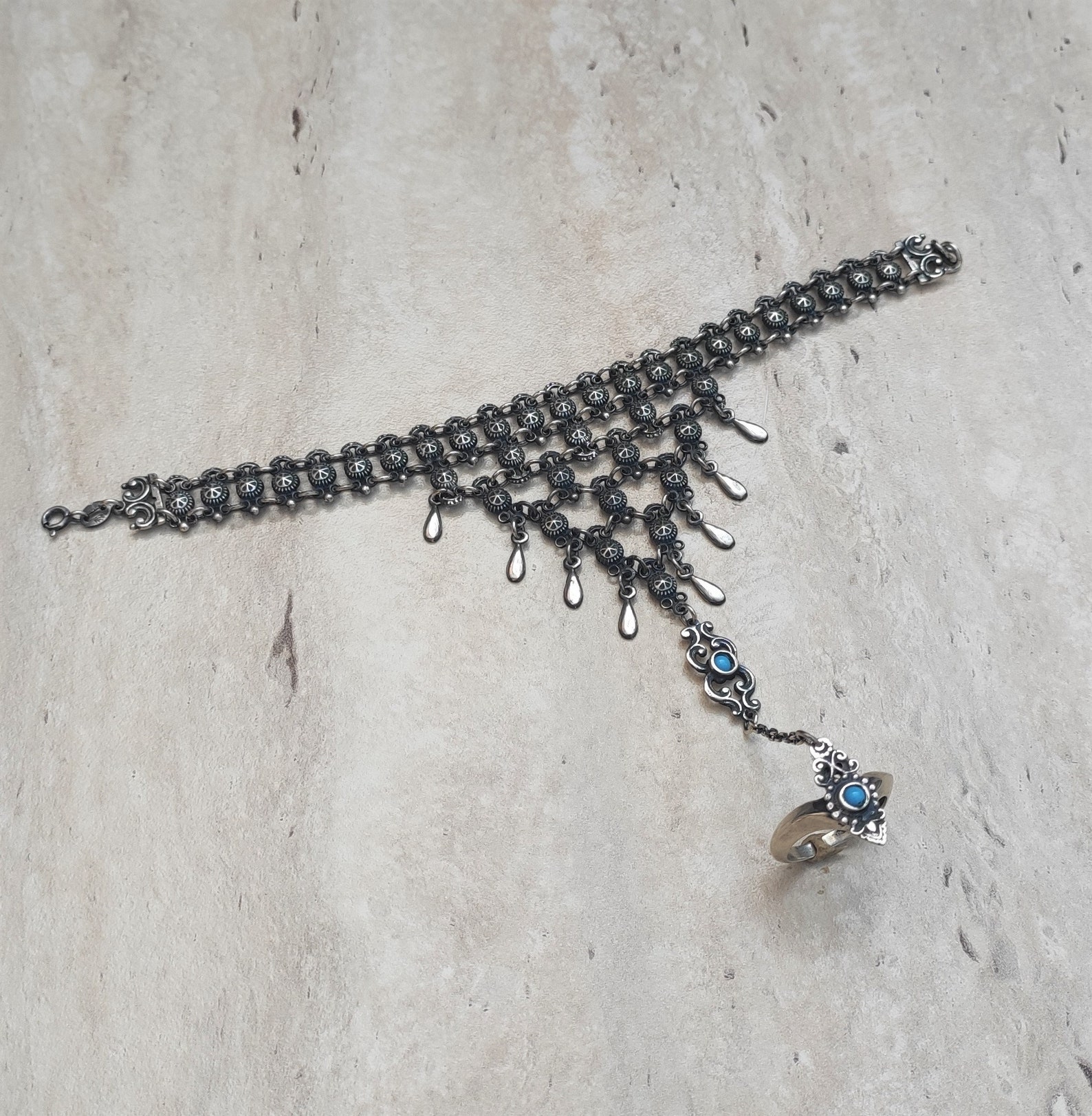 Fingerkette collar bracelet slave bracelet Vintage | Etsy