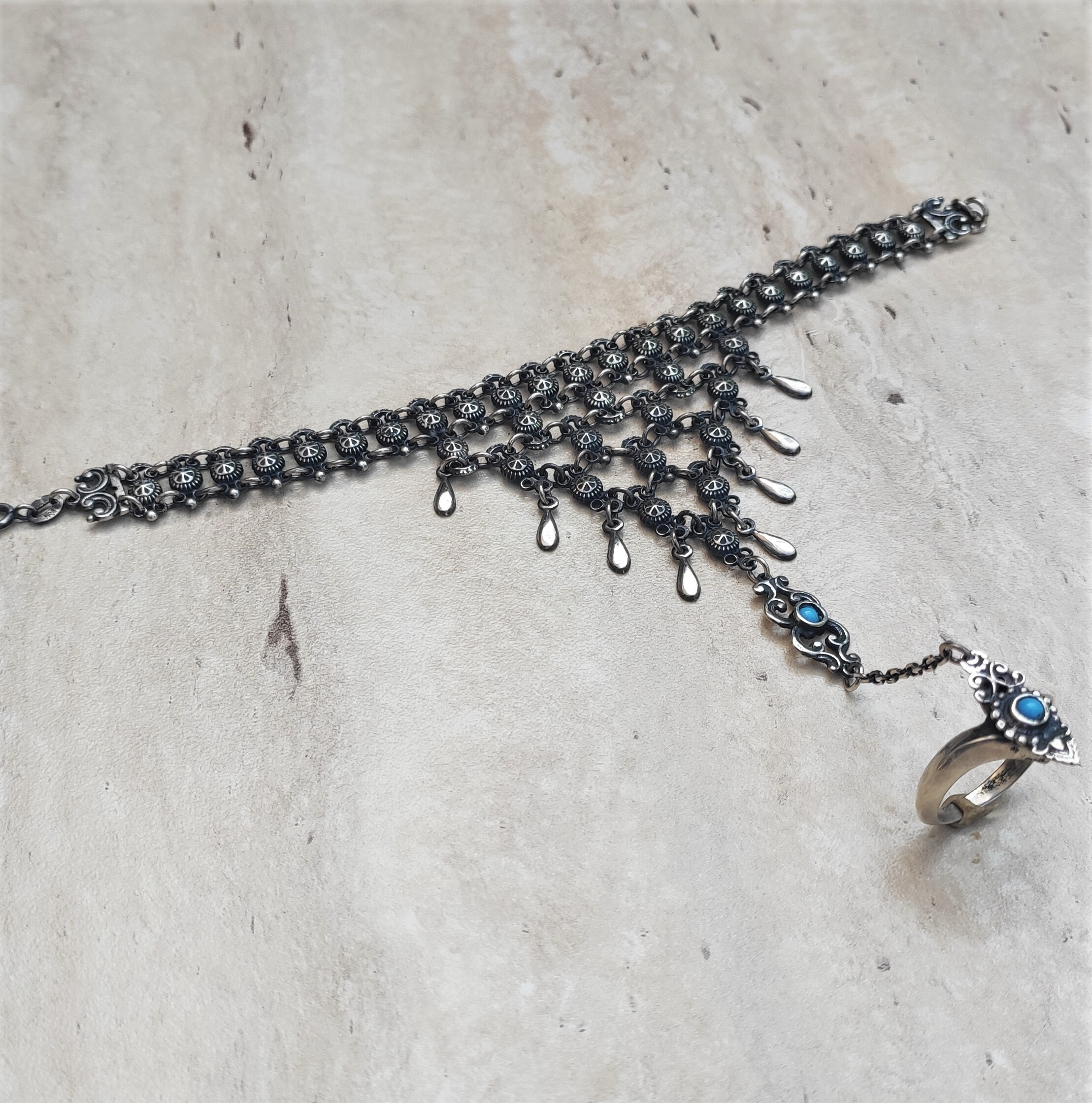 Fingerkette collar bracelet slave bracelet Vintage | Etsy