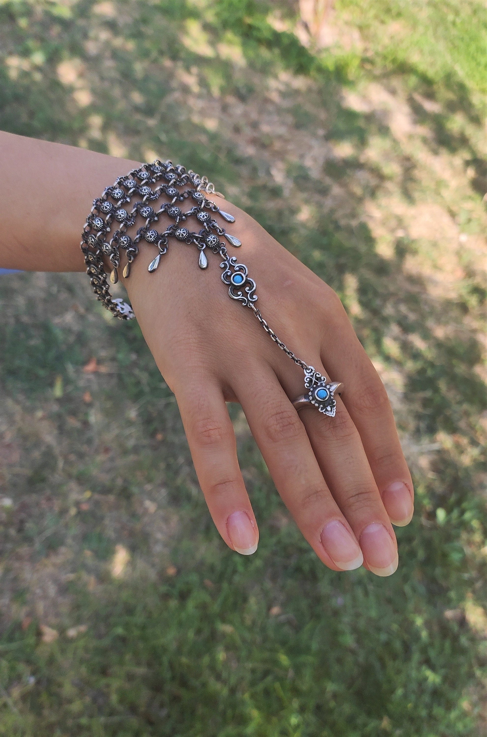 Fingerkette collar bracelet slave bracelet Vintage | Etsy