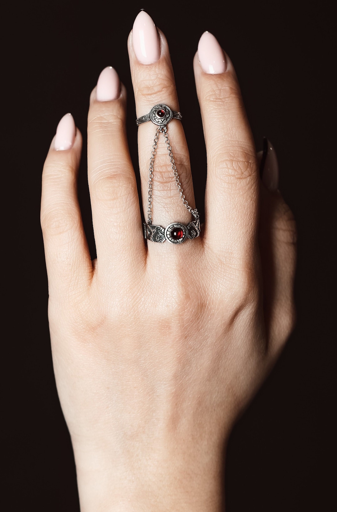 Armenian Double Ring Adjustable Rings With Chain Armenian - Etsy