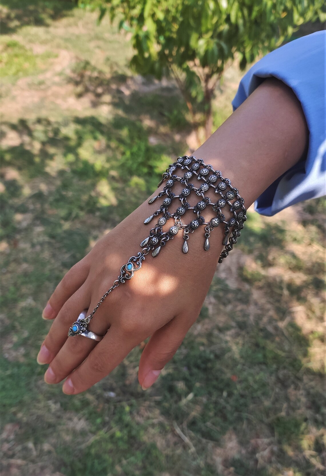 Fingerkette collar bracelet slave bracelet Vintage | Etsy