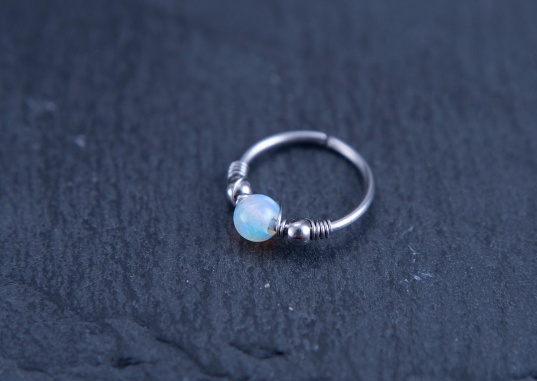 Opal Translucent Beauty Dainty Nose Hoop or Cartilage Earring 16G 18G ...
