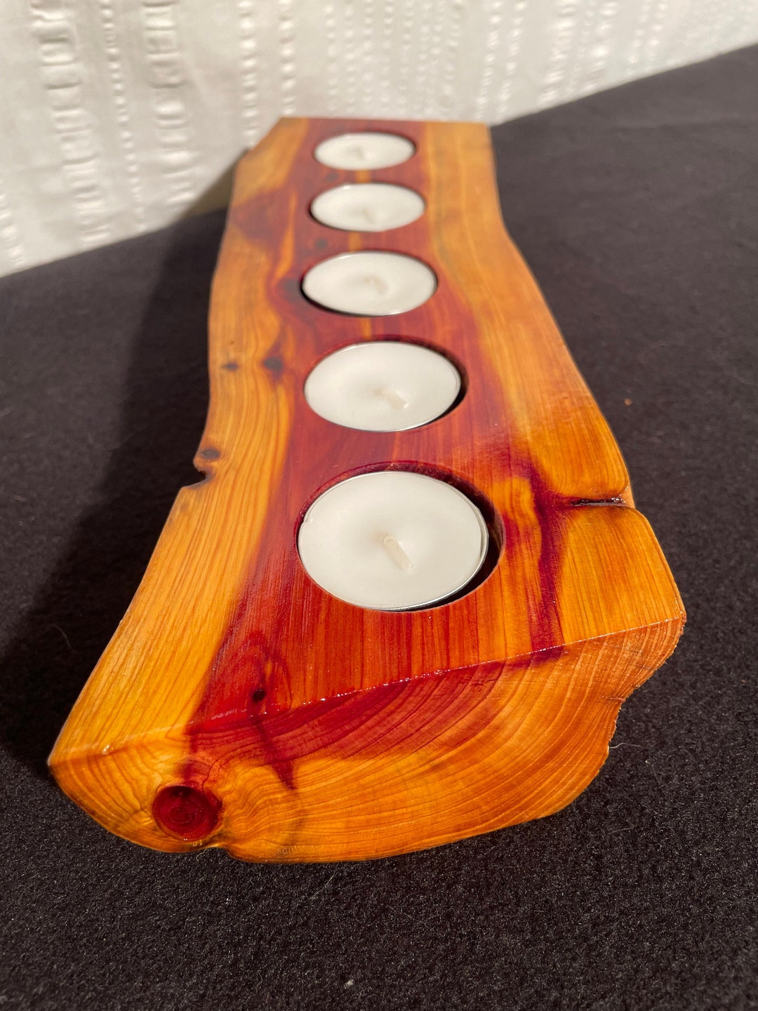 Chinese Juniper Tealight Candleholder / Dimensions- 13" Long by 5" Wide ...