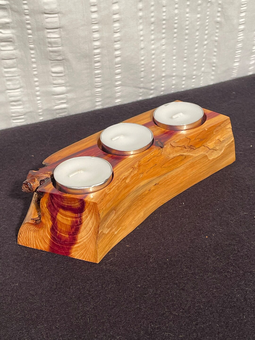 Chinese Juniper Tealight Candleholder / Dimensions- 8" Long by 3" Wide ...