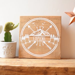 Rustic Sign-reclaimed Wood-explore Sign-wooden Sign-pallet Sign ...