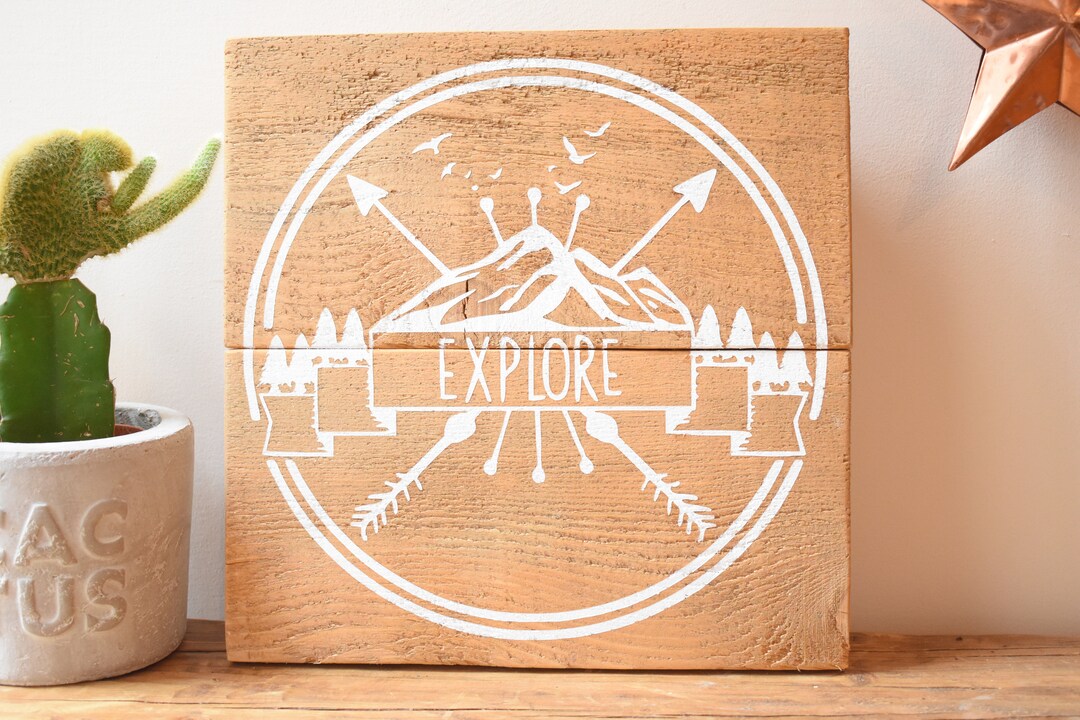 Rustic Sign-reclaimed Wood-explore Sign-wooden Sign-pallet Sign ...
