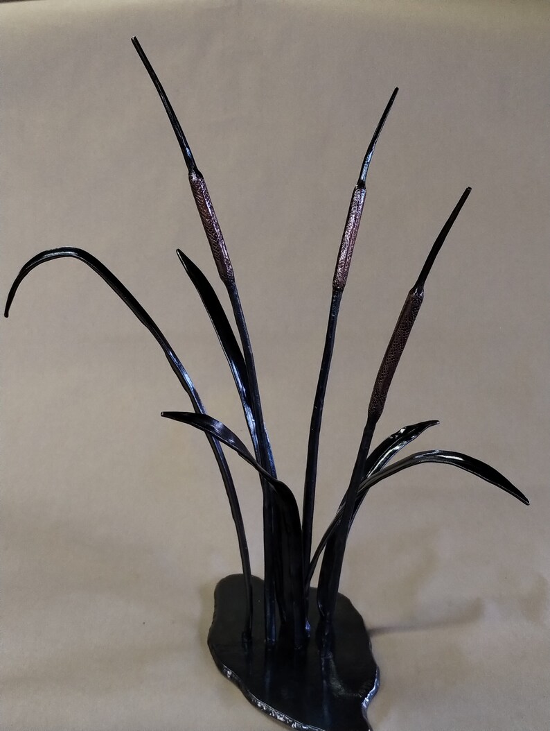 Cattail Sculpture, Hand Forged Blacksmith Made One of a Kind Cattail ...