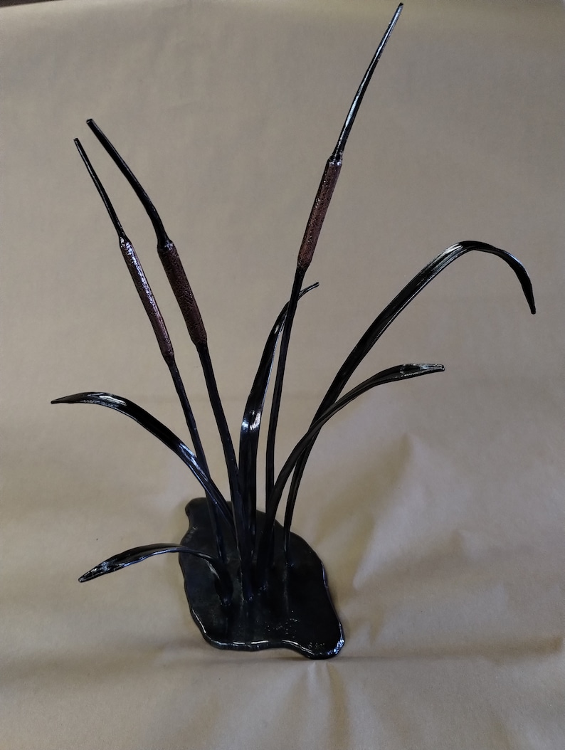 Cattail Sculpture, Hand Forged Blacksmith Made One of a Kind Cattail ...