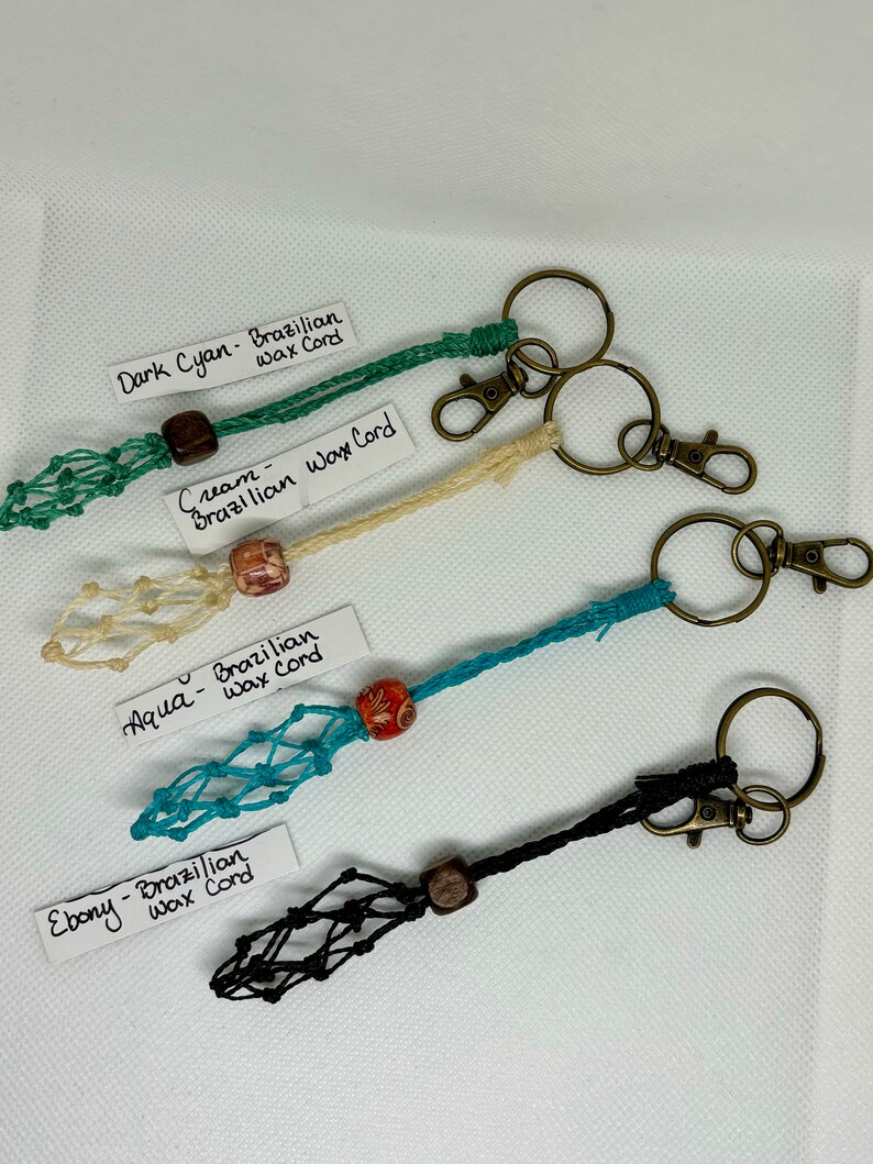Handmade Macramé Crystal Keychain - Etsy