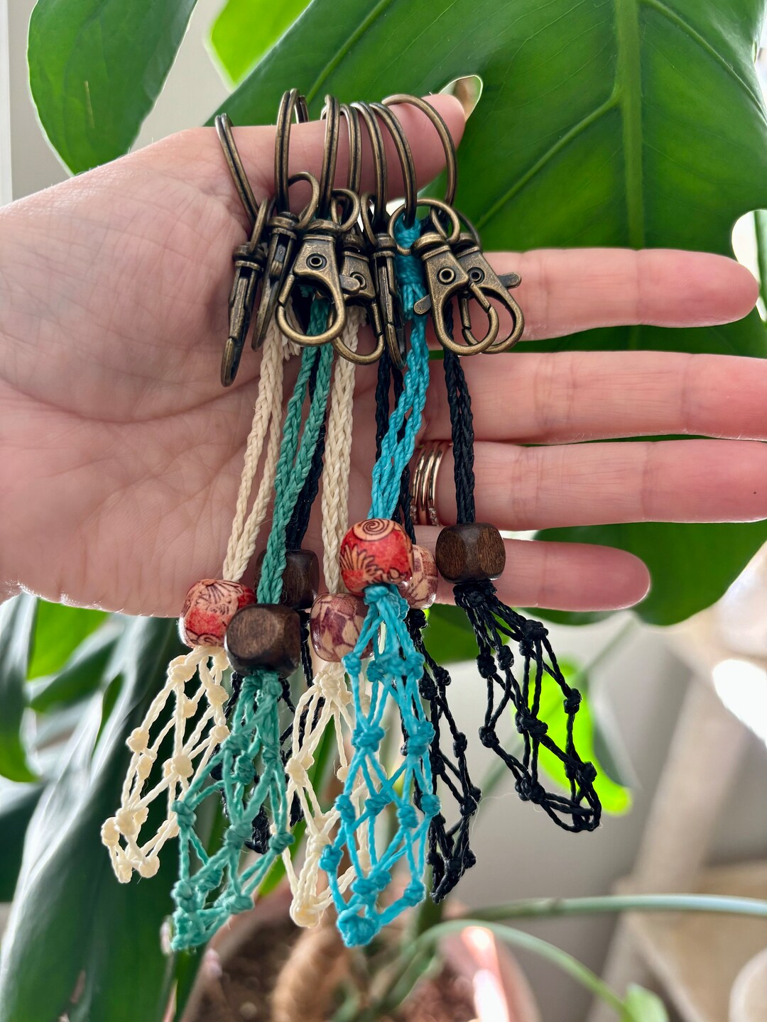 Handmade Macramé Crystal Keychain - Etsy