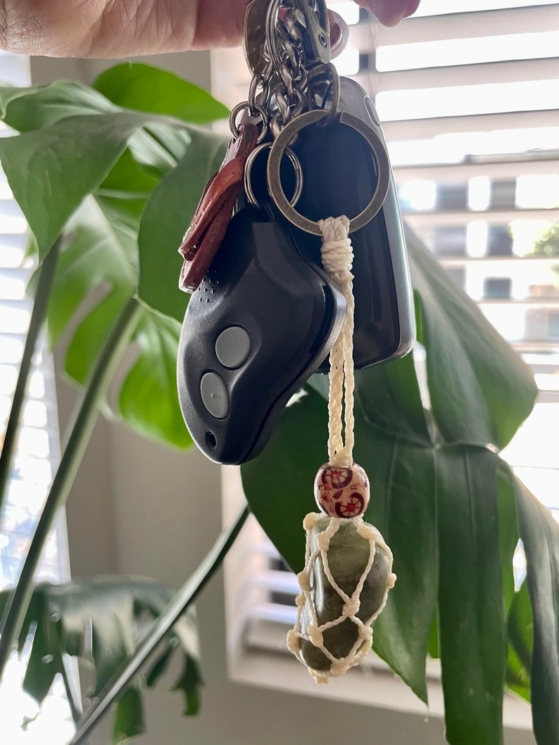Handmade Macramé Crystal Keychain - Etsy